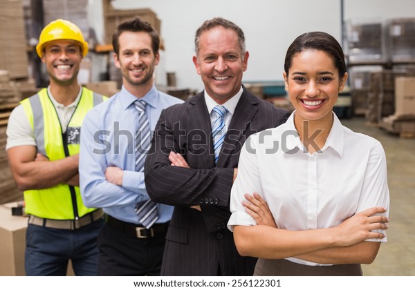 Warehouse Team Smiling Camera Warehouse Foto stock 256122301 | Shutterstock