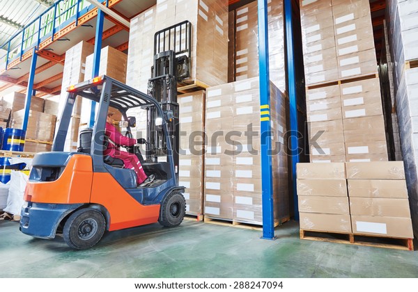 Warehouse Worker Driver Uniform Stacking Cardboxes Stock Photo ...