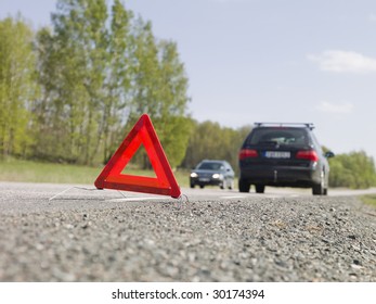 Warning Triangle Front Car Breakdown Stock Photo 30174394 | Shutterstock