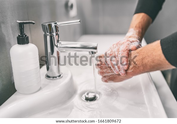 Washing Hands Rubbing Soap Man Corona Stock Photo (Edit Now) 1661809672 Washing Hands Rubbing Soap Man Corona Stock Photo (Edit Now) 1661809672