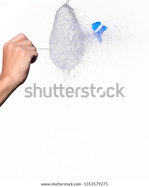 Water Balloon Exploding Over White Background Stock Photo 1353579275 ...
