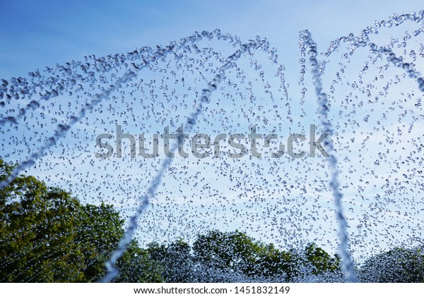 Water Splashes Drops Flow Upwards Fountain Stock Photo 1451832149 ...