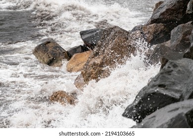 Waves Hitting Rocks High Shutter Speed Stock Photo 2194103665 ...