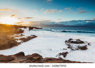 Waves Rolling Sunset Stock Photo 1428675953 | Shutterstock