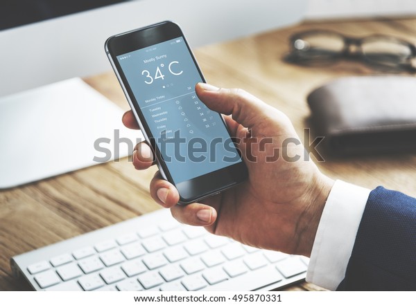 Weather Forecast Temperature Application Concept Stock Photo 495870331 ...