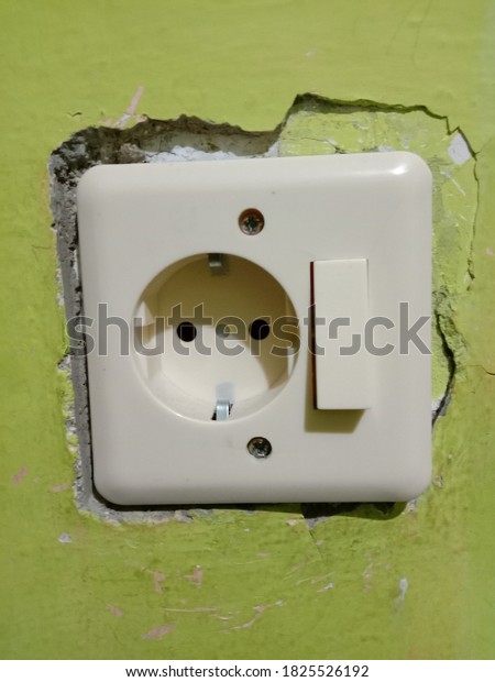 Weathered Unsafe Electric Plug Socket On Stock Photo 1825526192 ...