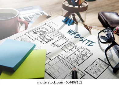 Web Template Layout Draft Sketch Stock Photo 604409132 | Shutterstock