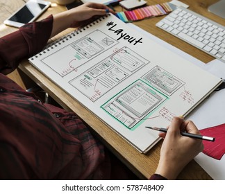 Website Development Layout Sketch Drawing Stock Photo (Edit Now) 611946344