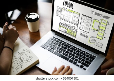 Website Development Layout Sketch Drawing Stock Photo 584007301 ...