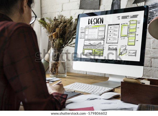 Website Development Layout Sketch Drawing Stock Photo (Edit Now) 579806602