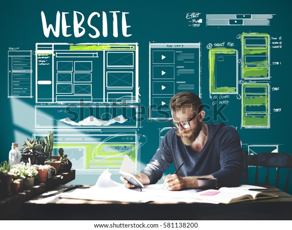 Website development layout sketch drawing