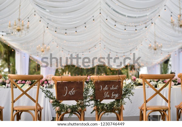 Wedding Ceremony Setup Dinner Table Stock Photo (Edit Now) 1230746449