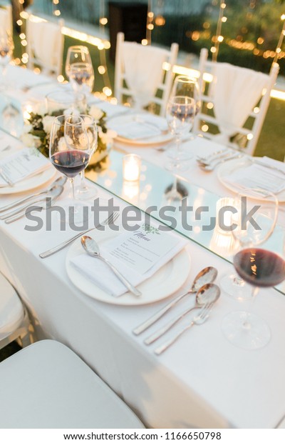 Wedding Dinner Table Setup Stock Photo (Edit Now) 1166650798