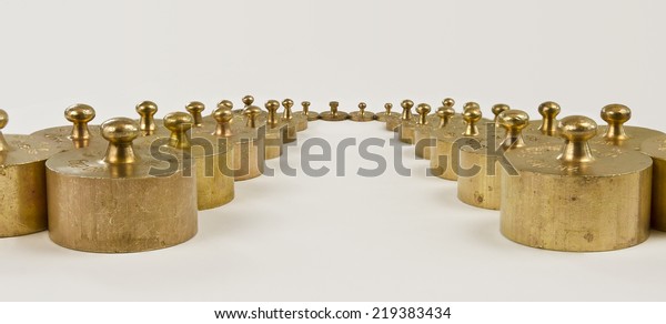 Weights Made Brass Hallmarks Rows Stock Photo 219383434 | Shutterstock