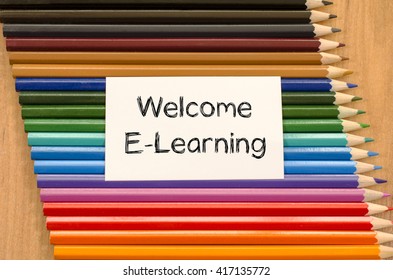 Welcome Elearning Text Concept Colored Pencil Stock Photo 417135772 ...
