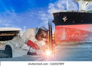 Welding Process By Arc Fore Ship Stock Photo 1165037899 | Shutterstock
