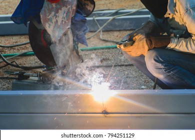 Closeup Man Steel Welding Him Shop Stock Photo 644228506 | Shutterstock