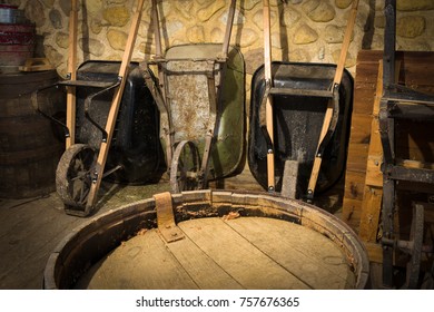 Wheelbarrows Stand Ready Lower Level 1850s Stock Photo 757676365 ...
