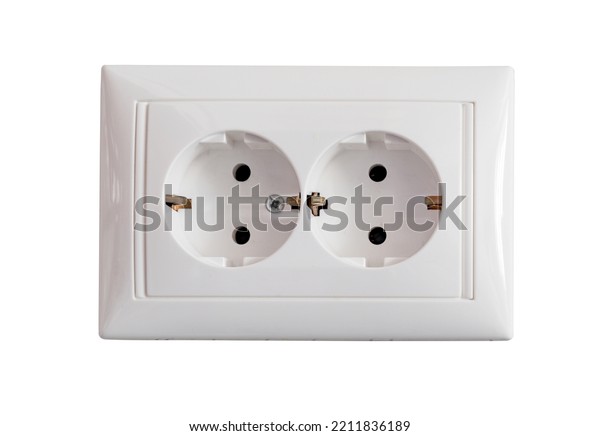 White Electrical Double Coupled Socket Earth Stock Photo 2211836189 ...