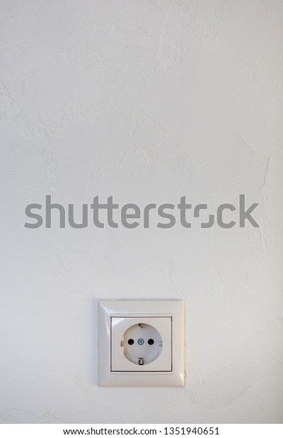 White Electrical Socket Placed On Wall Stock Photo 1351940651 ...