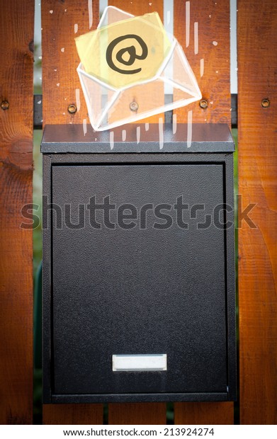 White Envelope Email Sign Dropping Into Stock Photo 213924274 ...