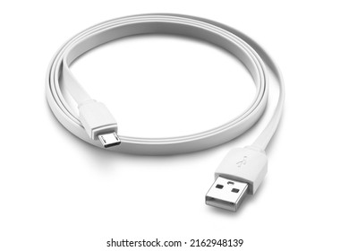 White Flat Micro Usb Cable Rolled Stock Photo 2162948139 | Shutterstock