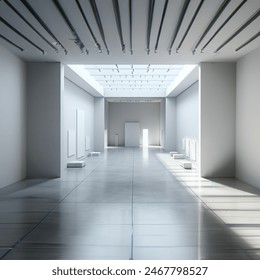 White Minimalistic Modern Designed Empty Gallery AI-generated image ...