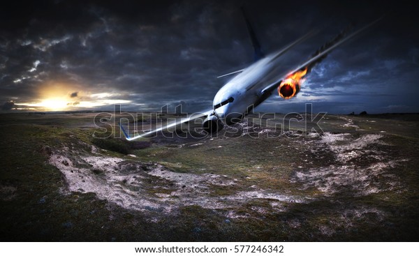 White Plane Engine On Fire About Stock Photo 577246342 | Shutterstock