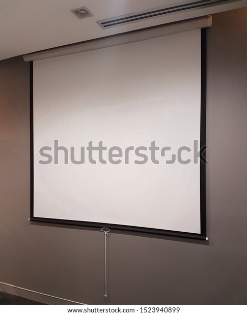 White Screen Projector On Gray Background Stock Photo 1523940899 ...