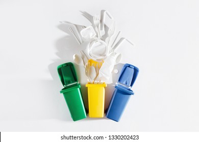 White Single Use Plastic Garbage Bins Stock Photo 1330202423 | Shutterstock