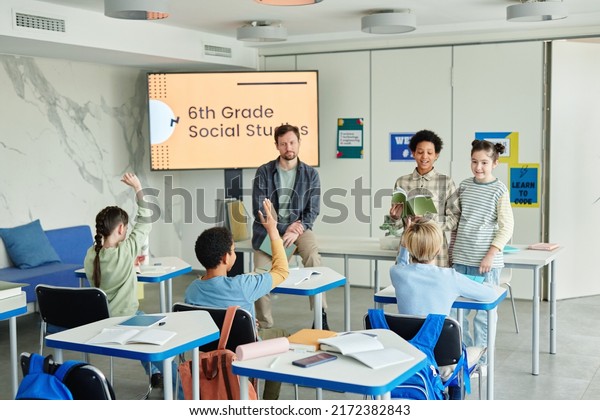 Wide Angle View School Classroom Diverse Stock Photo 2172382843 ...