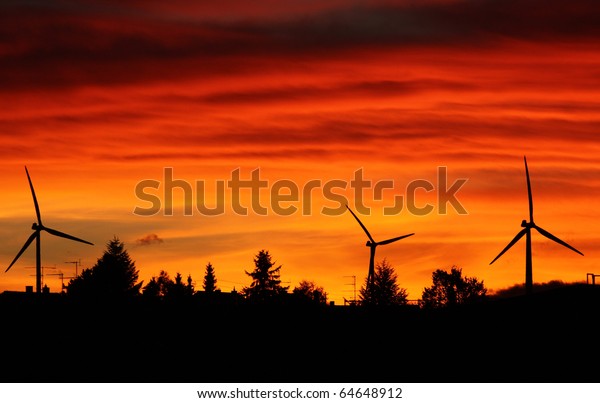 Wind Engines Sunset Stock Photo 64648912 | Shutterstock
