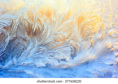 Window Glass Covered Ice Pattern Against Stock Photo 377658220 ...