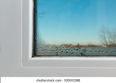 Condensation On Windows House Problems Ventilation Stock Photo ...