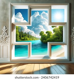 Facing River View Window 3d Wallpaper AI-generated image 2452944947 ...