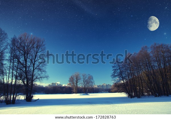 Winter River Night Elements This Image Stockfoto 172828763 | Shutterstock
