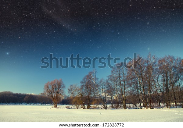 Winter River Night Elements This Image Stock Photo 172828772 | Shutterstock