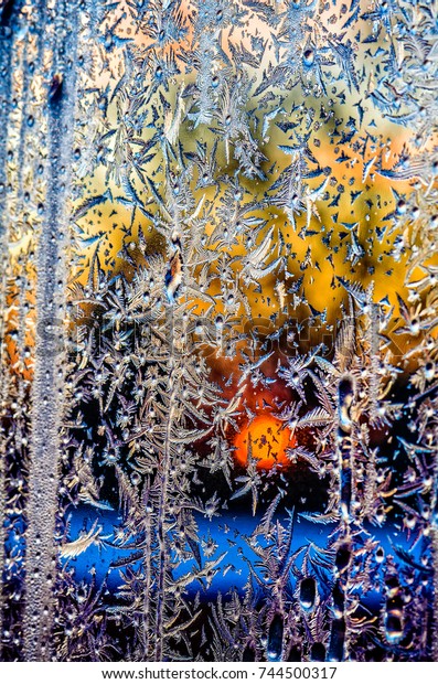 Стоковая фотография 744500317: Winter Window Frosting Patterns ...
