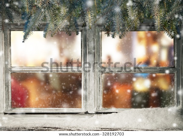 Winter Window View Into Old Cottage Stock Photo (Edit Now) 328192703