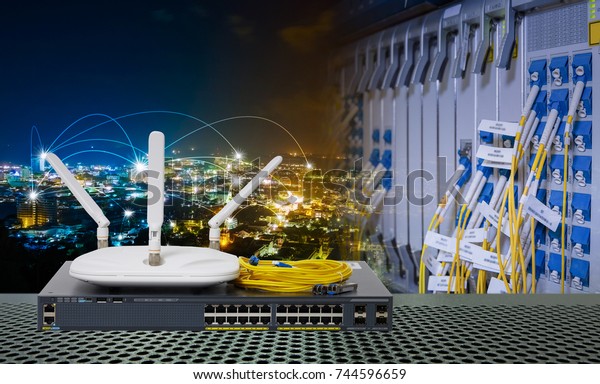 Wireless Access Point Three External Antenna Stock Photo 744596659 ...