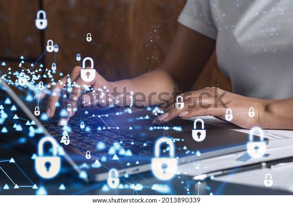 Woman Programmer Typing Code On Computer Stock Photo 2013890339 ...