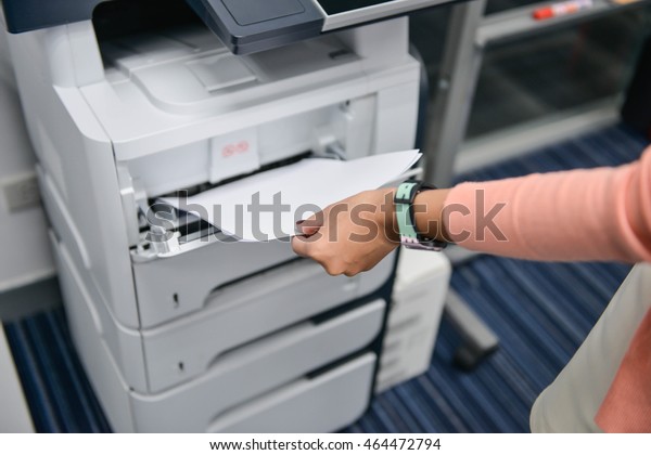 Woman Using Printer Scanning Document Stock Photo 464472794 | Shutterstock