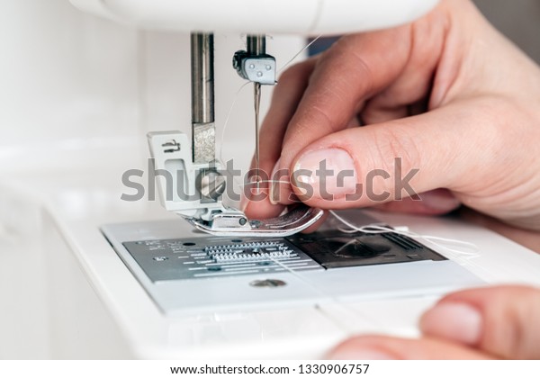 Womans Hand Holding Thread Threading Sewing Stock Photo 1330906757 ...