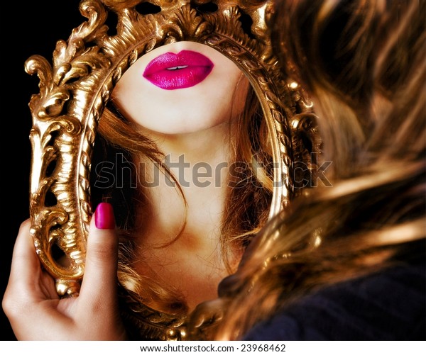 Womans Reflection Mirror Stock Photo (Edit Now) 23968462