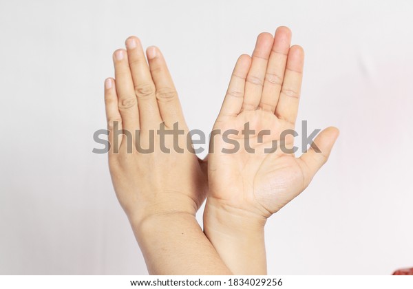 Womens Palms Facing Camera Back Camera Stock Photo 1834029256 ...