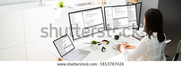 Work Home On Multiple Computer Screen Stock Photo 1813787426 | Shutterstock