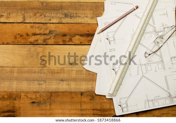 Work Plan Drawing Elements On Rustic Stock Photo 1873418866 | Shutterstock