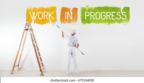 Work Progress Concept Painter Man Paint Stock Photo 675154030 ...