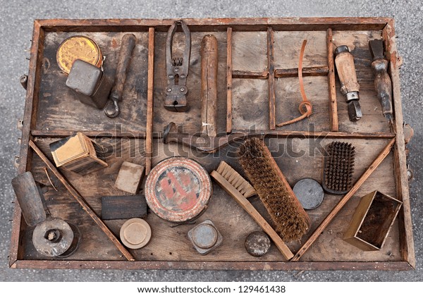 Work Table Old Tools Artisan Shoemaker Stock Photo (Edit Now) 129461438
