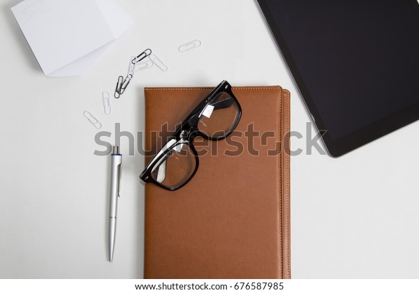 Workdesk White Background Stock Photo 676587985 | Shutterstock